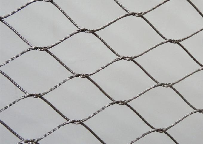 Diamond Shape Knotted Rope Mesh , Stainless Steel Wire Mesh For Bird Cages